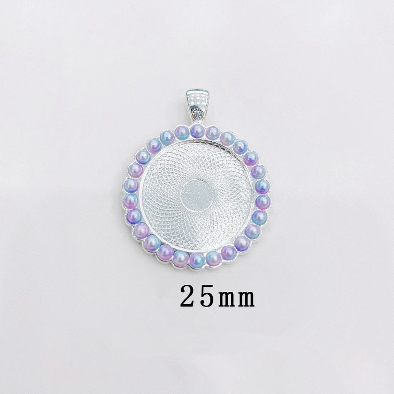 Gradient White Pearl Flatback Base Setting Tray Bezel Pendant Charm ...