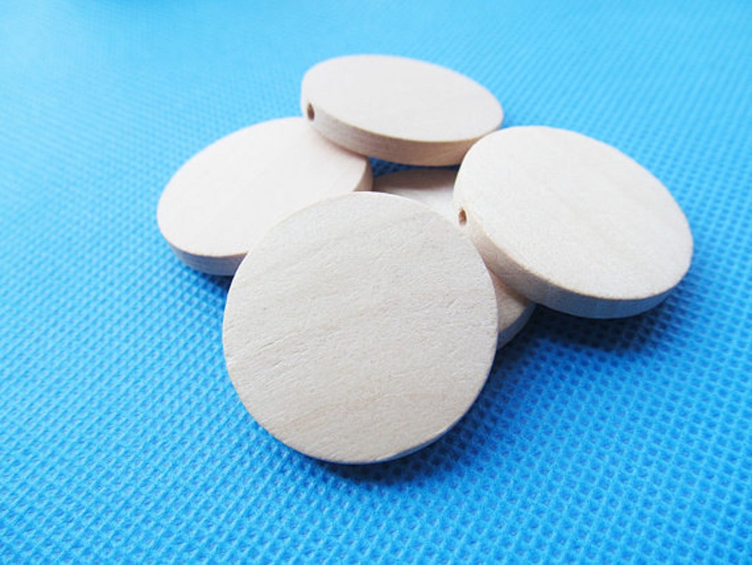 30mm Unfinished Thick Flat Circle Round Discs Natural Wood Spacer Beads ...