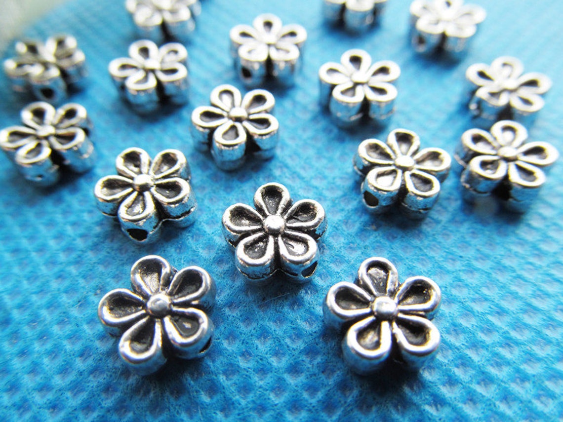 3mmx7mm Silver Tone Flower Spacer Beadsbracelet - Etsy