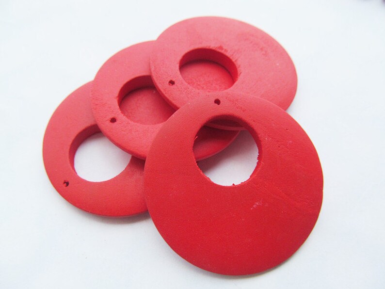 50mm Red Roundure Circle Ring Big Hole Natural Wood Earring Pendant ...