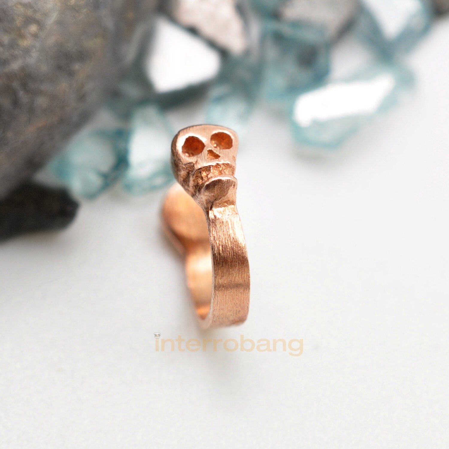 Goth Candy Skull Ear Cuff in Sterling Silver Plated in Rose Gold, Cute ...