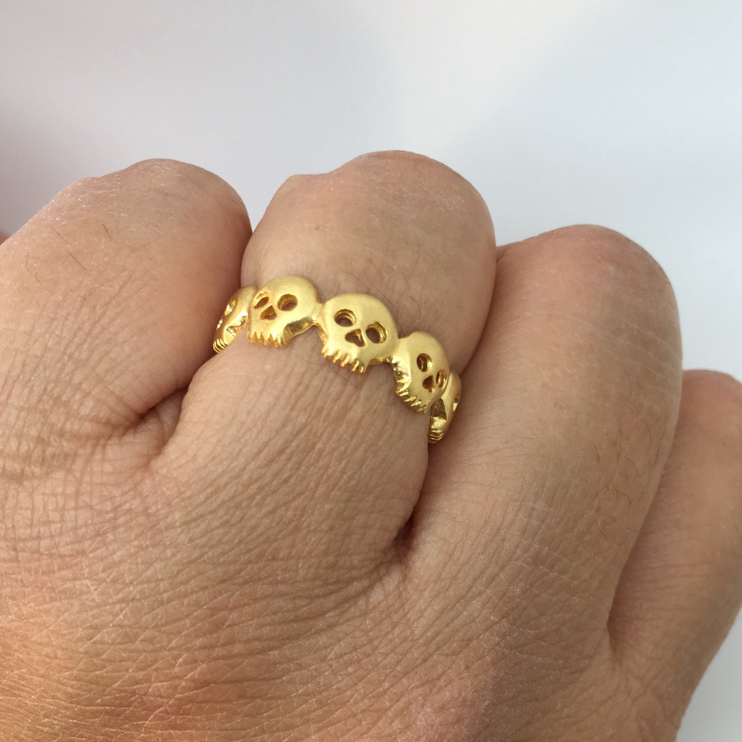 Solar Flare Skull Ring, Skull Ring Women, Skull Engagement Ring, Gold ...