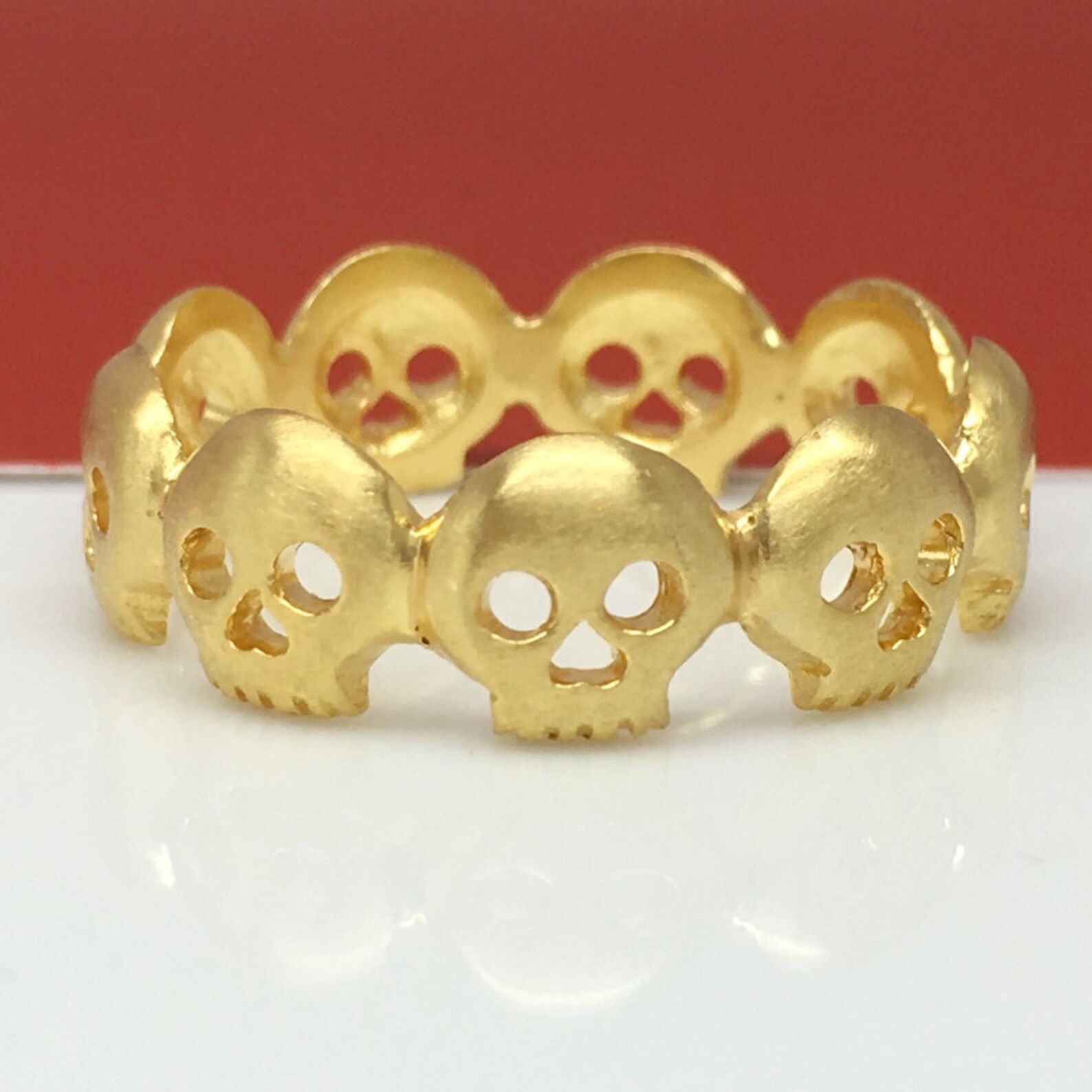 Solar Flare Skull Ring, Skull Ring Women, Skull Engagement Ring, Gold ...