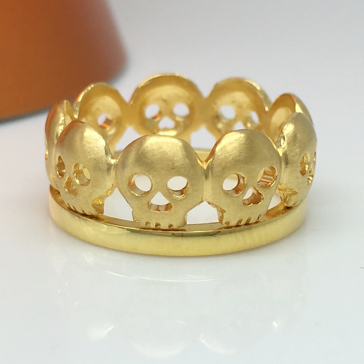 Solar Flare Skull Ring, Skull Ring Women, Skull Engagement Ring, Gold ...