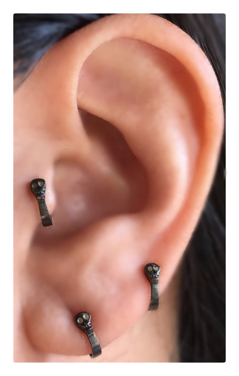 Men's Earrings, Crepuscular Fiend Ear Cuff, Skull Stud Earring, Ear ...