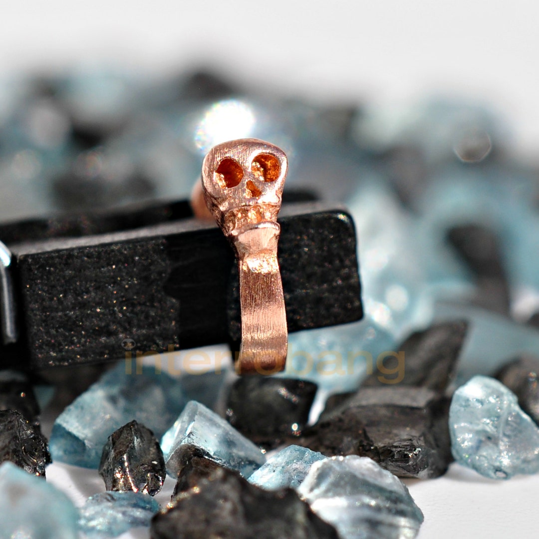 Goth Candy Skull Ear Cuff in Sterling Silver Plated in Rose Gold, Cute ...