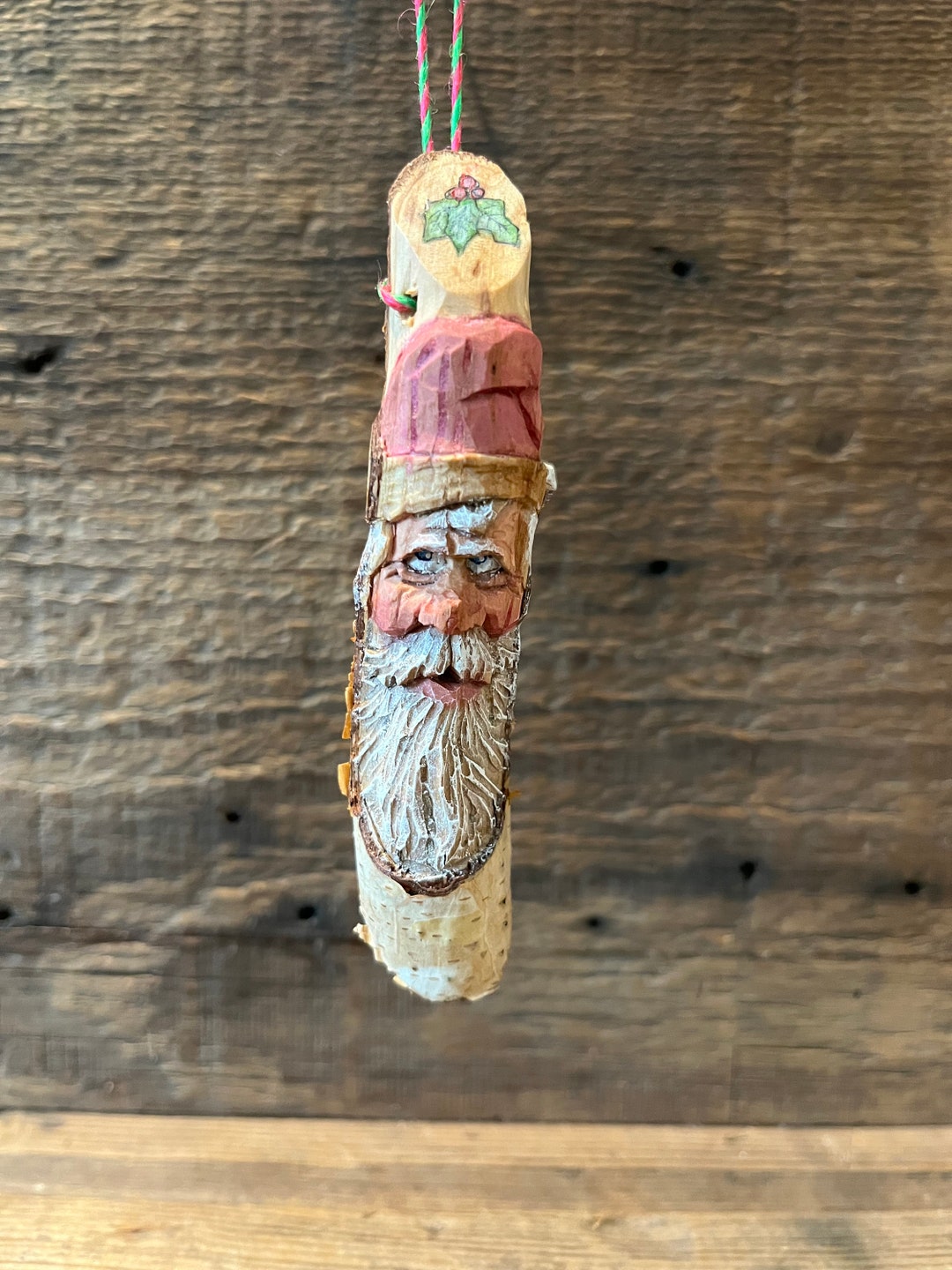 Birch Wood Santa Branch Ornament Whimsical Santa Ornament Old - Etsy
