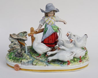Porcelain Goose Girl - Etsy