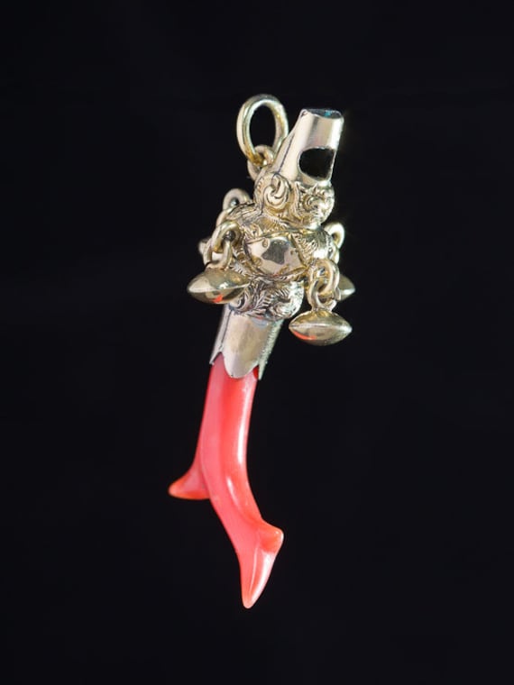 Victorian Antique Gold and Coral Baby Rattle Whistle … - Gem