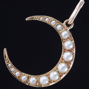 Victorian Natural Saltwater Pearl Crescent Moon Pendant - Etsy