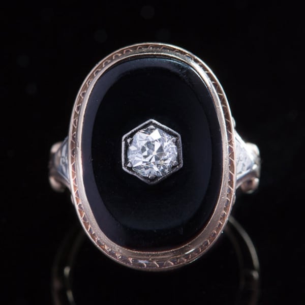 Art Deco Onyx Ring - Etsy