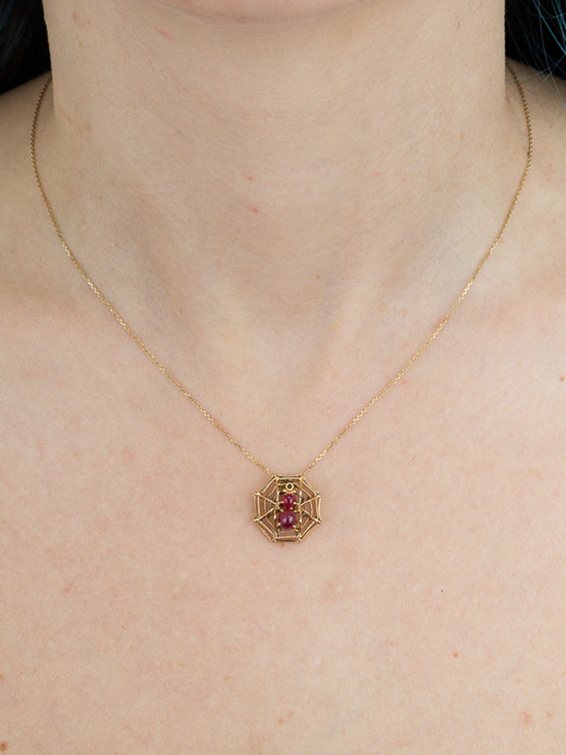 Victorian Natural Ruby Spider on Web Pendant - Etsy