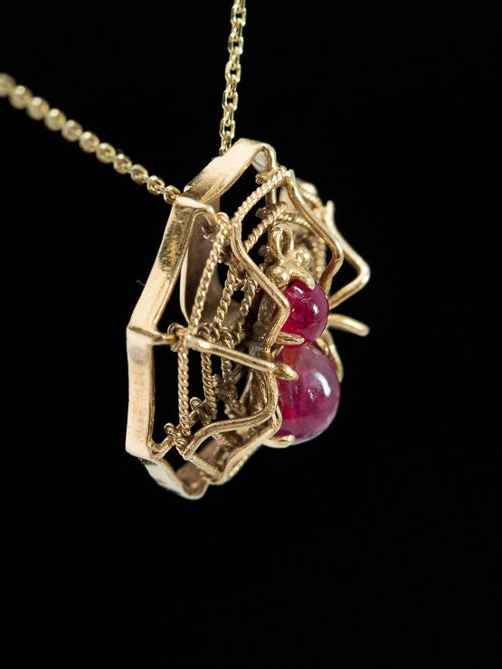 Victorian Natural Ruby Spider on Web Pendant - Etsy