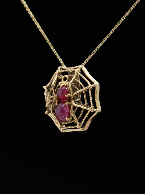 Victorian Natural Ruby Spider on Web Pendant - Etsy