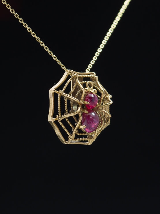 Victorian Natural Ruby Spider on Web Pendant - Etsy
