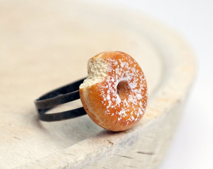 Donut Ring Powdered Doughnut Ring Polymer Clay Ring Mini - Etsy