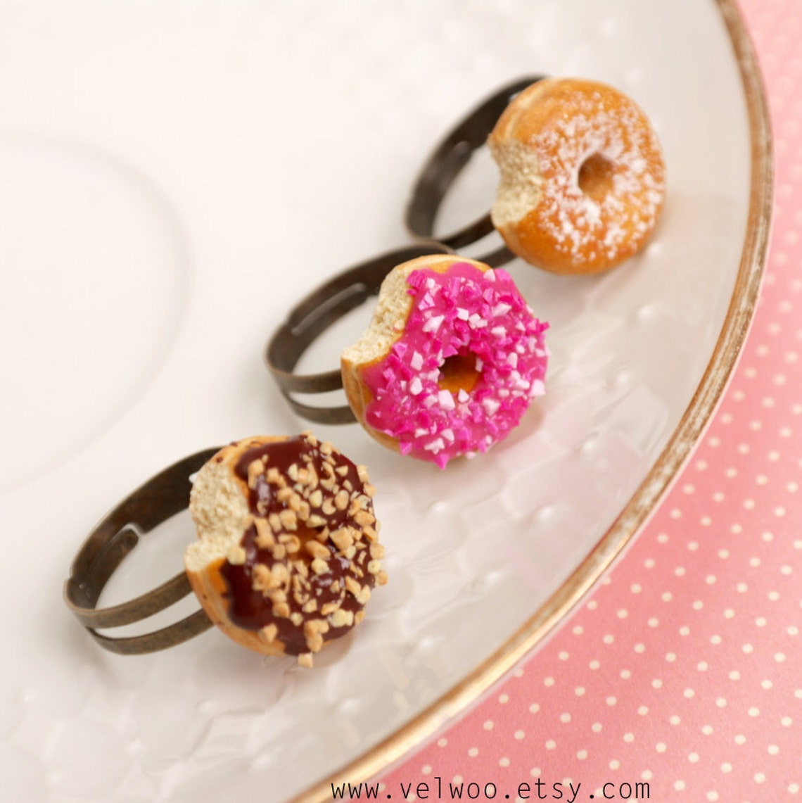 Donut Rings SALE Miniature Food Jewelry Kawaii Donut Rings - Etsy