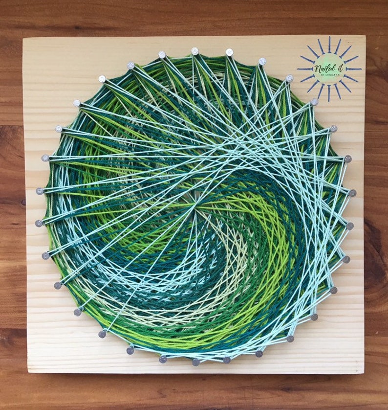 Green Spiral String Art Circle Art Green Artwork Abstract | Etsy