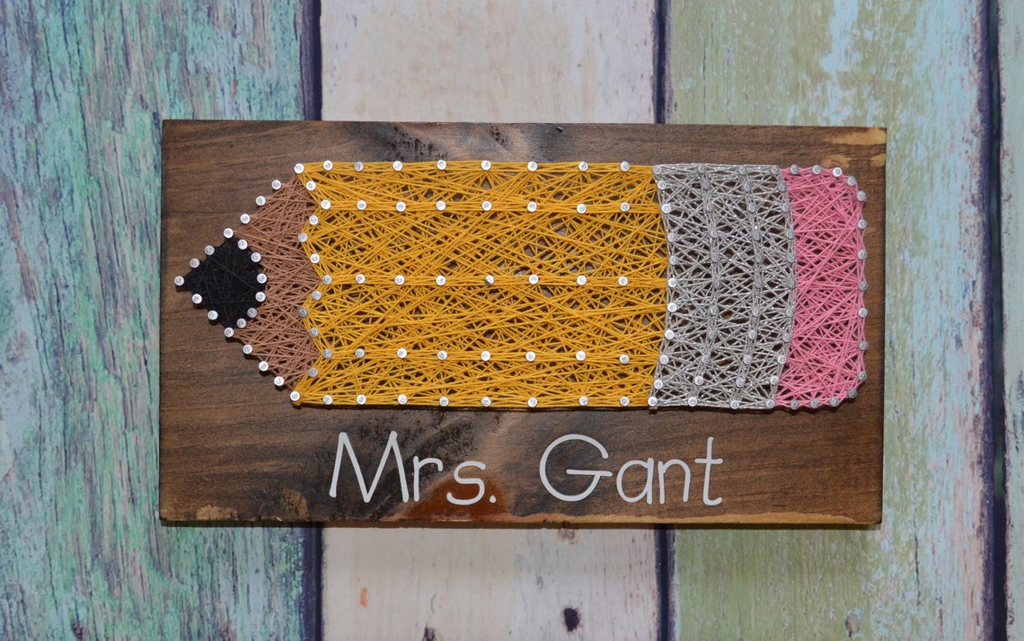 Pencil String Art Pencil Teacher Gift End of Year Gift | Etsy