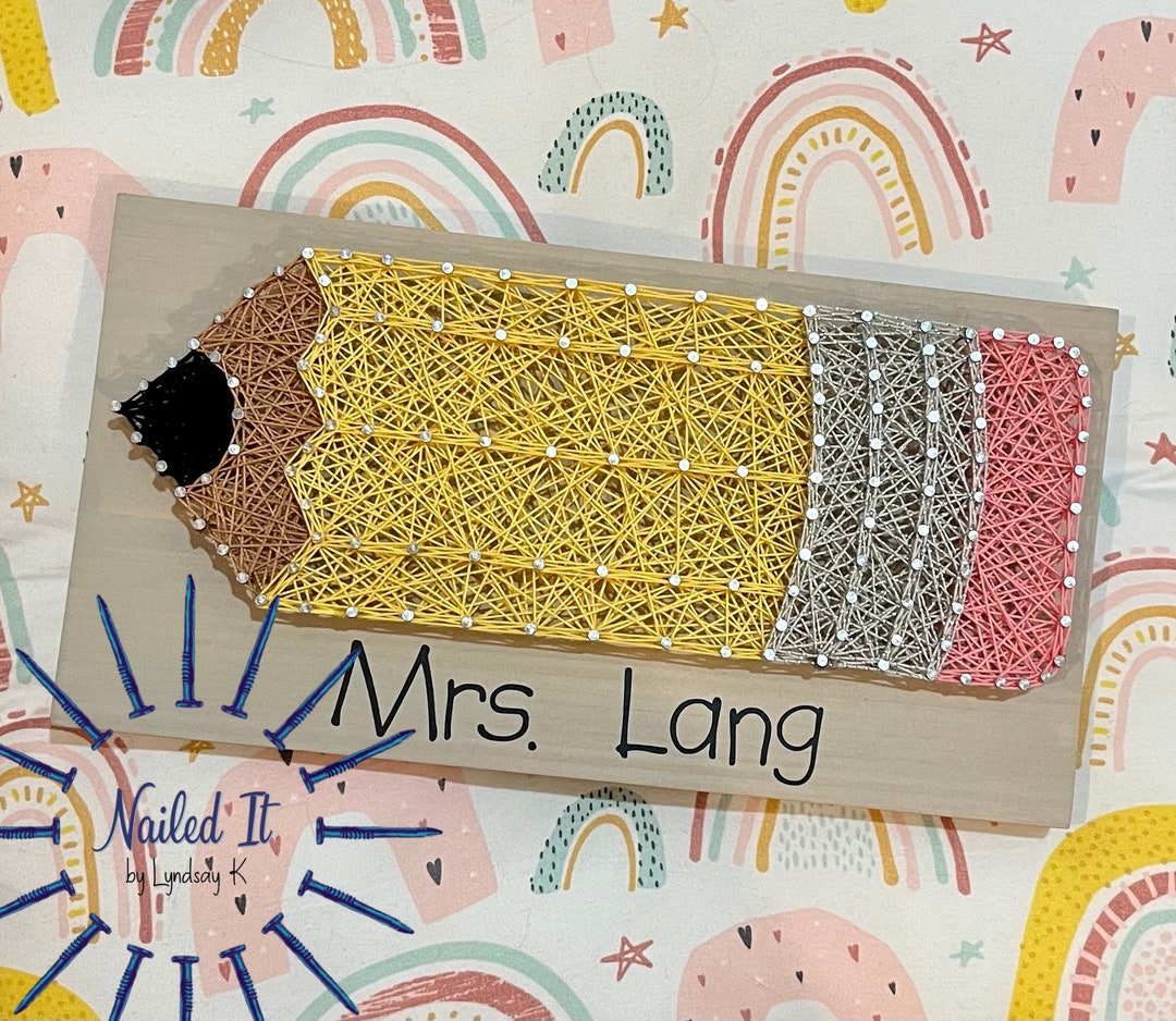 Pencil String Art, Pencil Teacher Gift, End of Year Gift, School ...