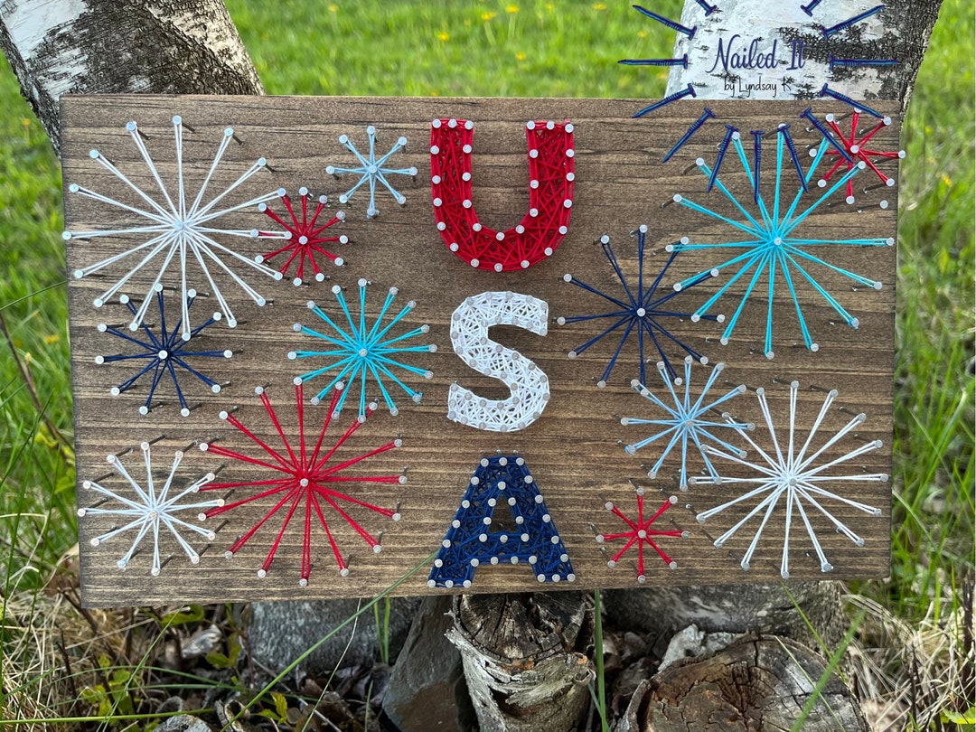 Fireworks String Art, Independence Day, Holiday Decor, String Art, 4th ...