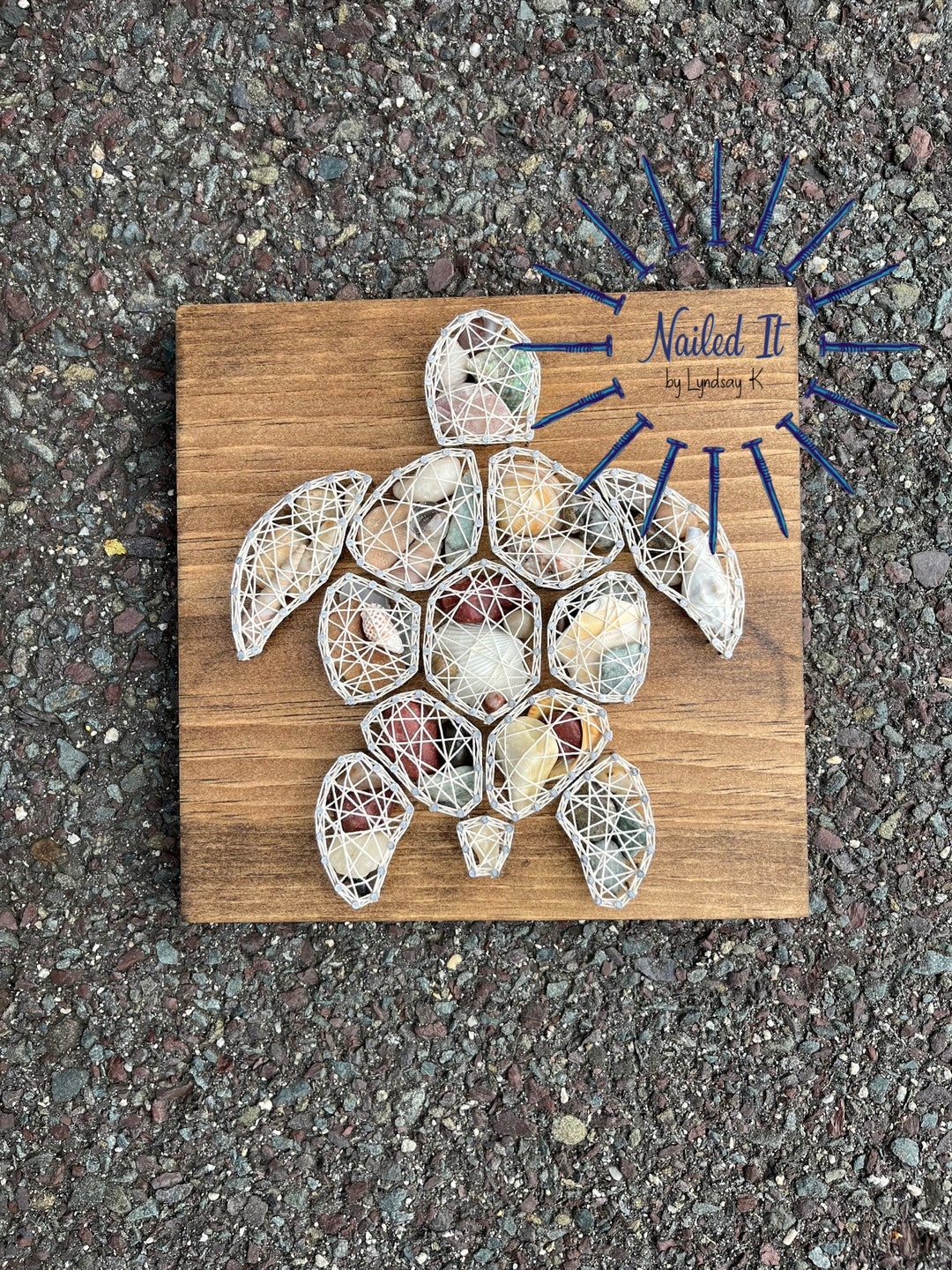 Turtle String Art, Nautical Decor, Seashells, Stones, Rocks, Bathroom ...