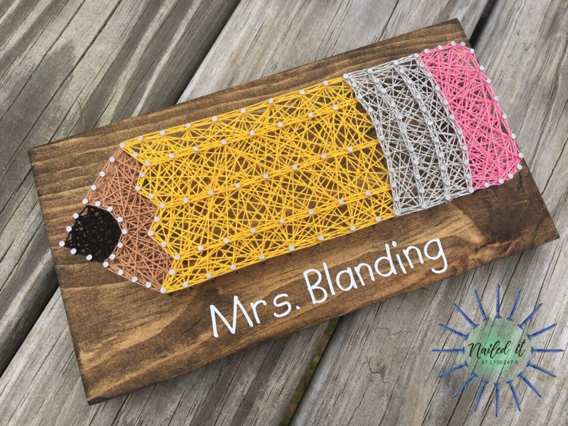 Pencil String Art Pencil Teacher Gift End of Year Gift | Etsy