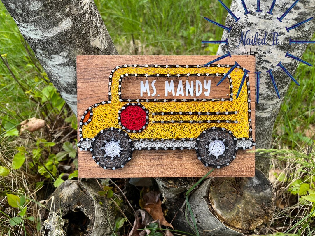 Bus String Art, Gift for Bus Driver, Driver Appreciation, End of School ...