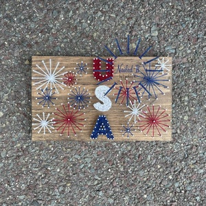 Fireworks String Art, Independence Day, Holiday Decor, String Art, 4th of July Decor, USA String ...