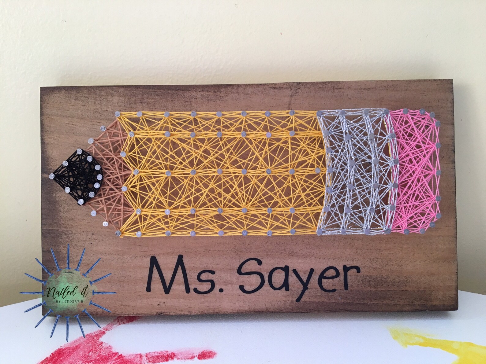 Pencil String Art Pencil Teacher Gift End of Year Gift | Etsy