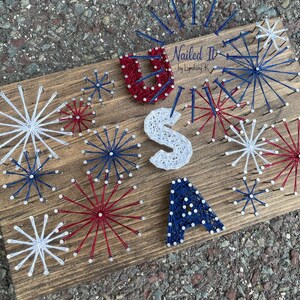 Fireworks String Art, Independence Day, Holiday Decor, String Art, 4th of July Decor, USA String ...