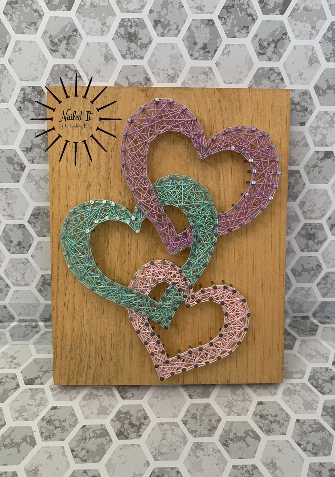 Intertwined Heart String Art, String Art, Pastel, Hearts, Heart String ...