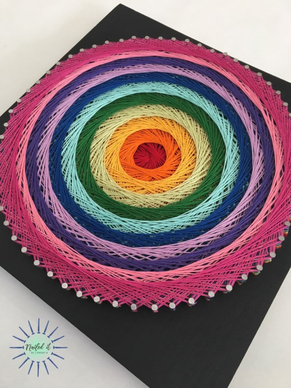 Rainbow String Art Circle Art Spirograph Mandala String | Etsy