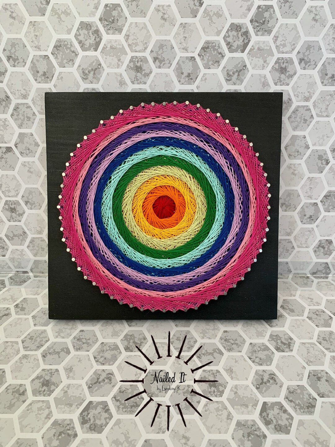 Rainbow String Art Circle Art Spirograph Mandala String - Etsy