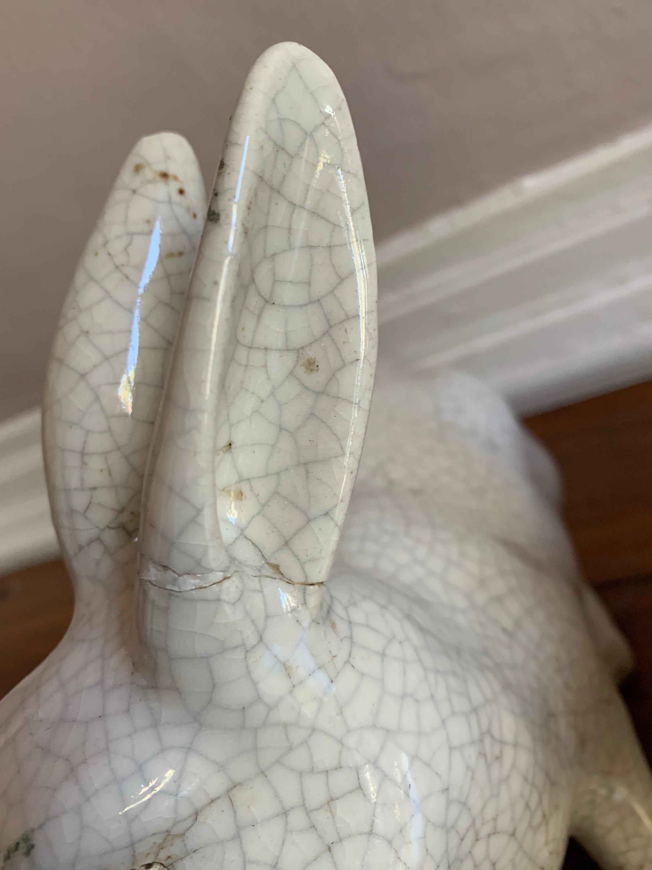 Crackle Glazed Ceramic Rabbit Figurine, Set of 3 - Etsy