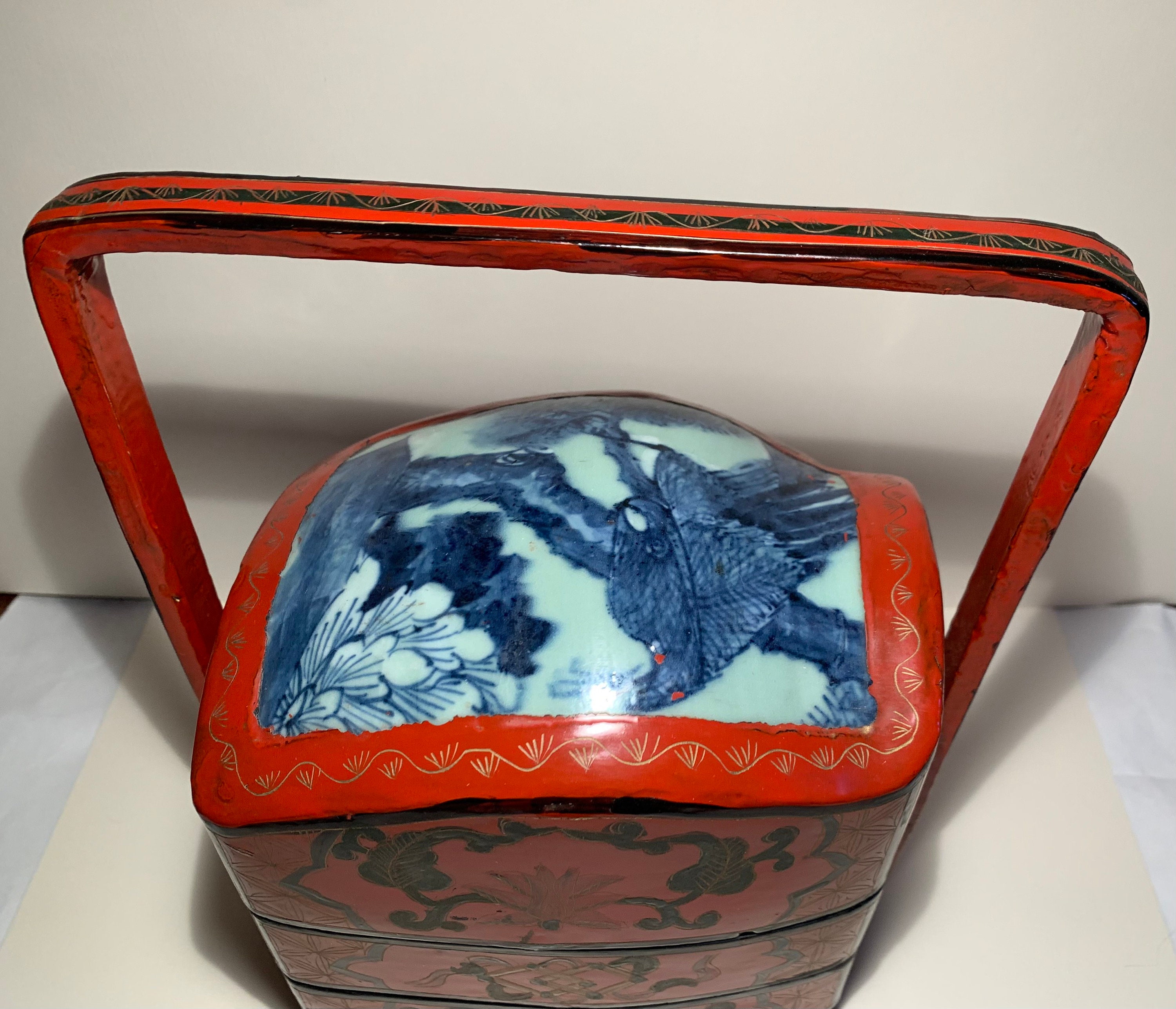 Vintage Chinese Lacquered Tiered Lunch Box - Etsy