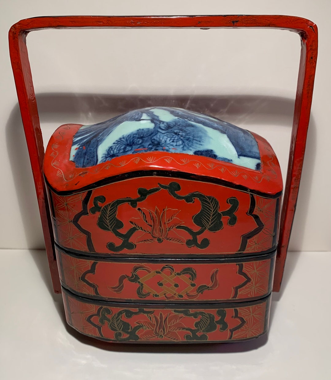 Vintage Chinese Lacquered Tiered Lunch Box - Etsy