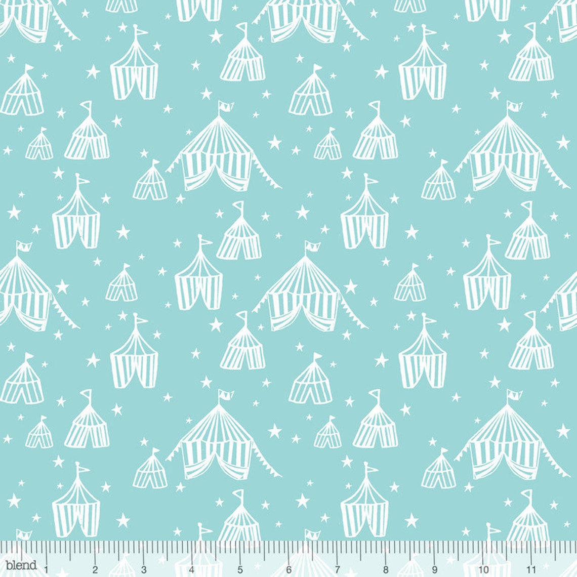 COTTON FABRIC Big Top Blue - 'calliope' by Blend Fabrics 100% Premium ...