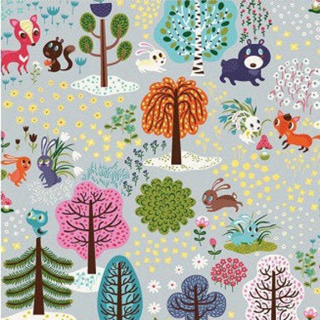New COTTON FABRIC Forest Grey by the Metre Half Metre Fat Quarter ...