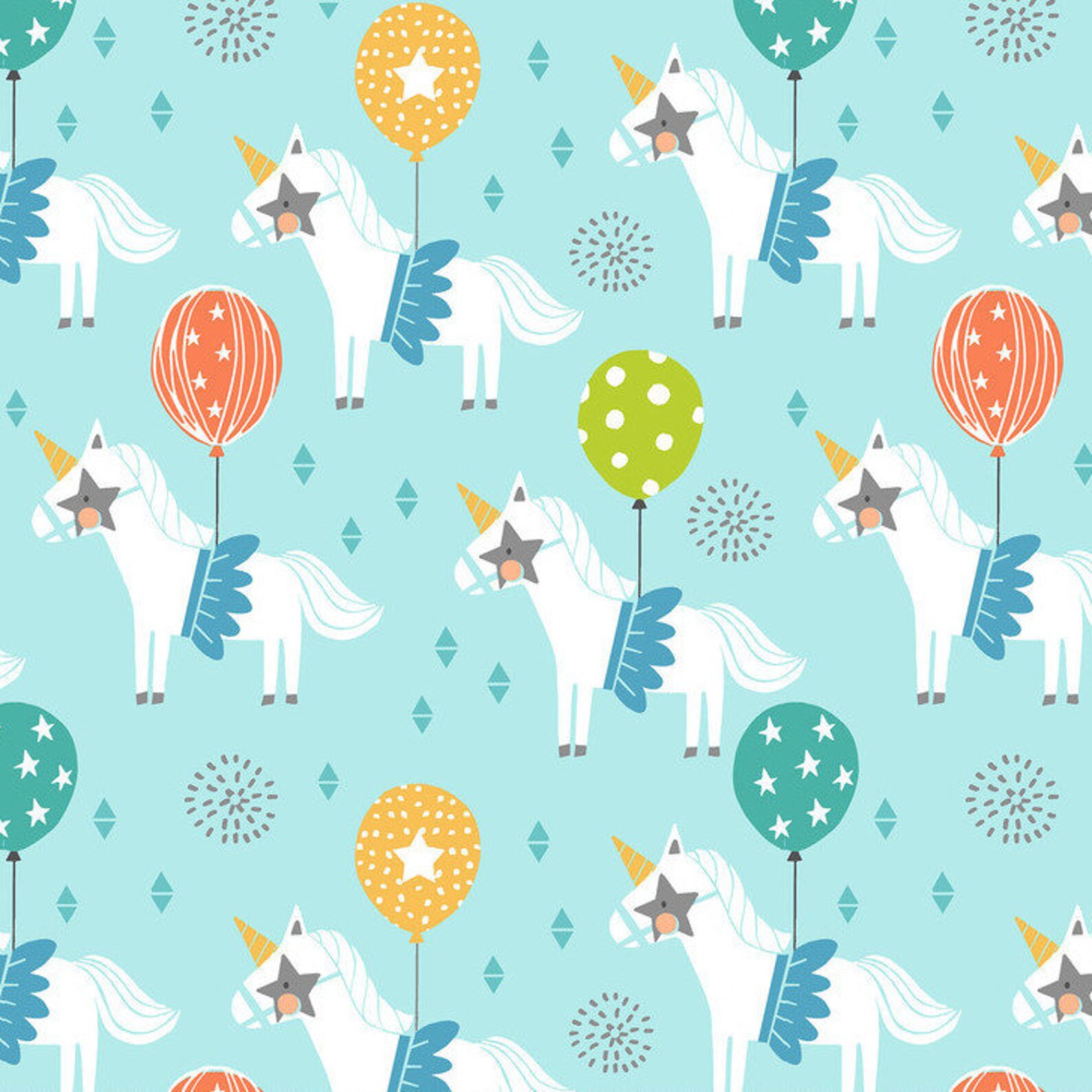 COTTON FABRIC Carousel Blue - 'calliope' by Blend Fabrics 100% Premium ...