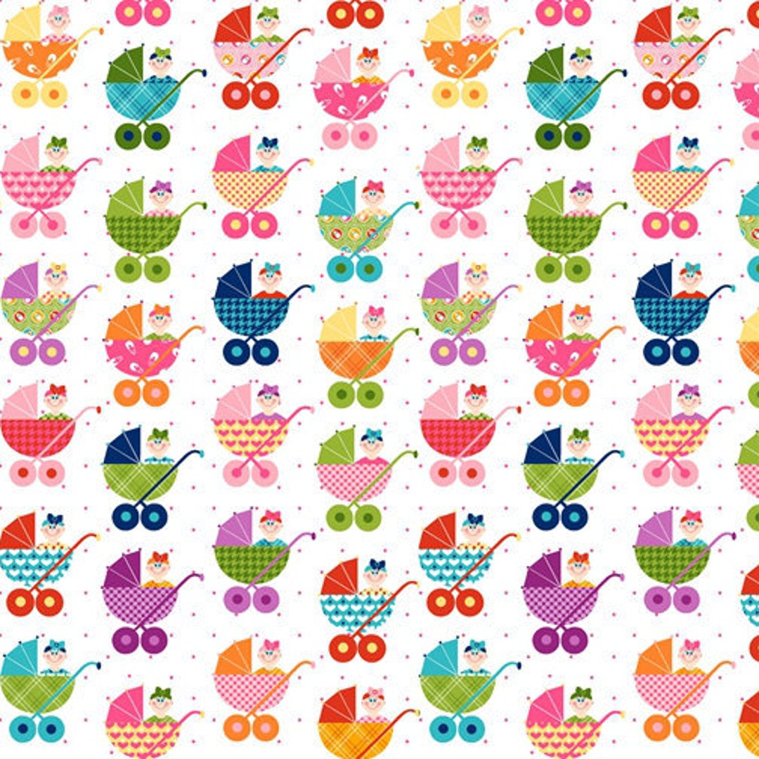 COTTON FABRIC Prams Allover (sold by the Metre / Half Metre / Fat ...