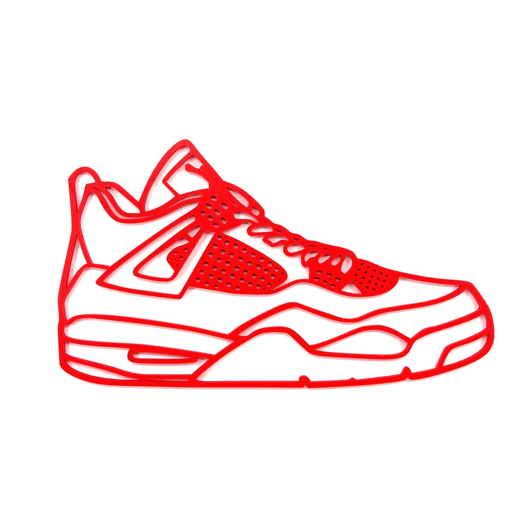 Nike Inspired Jordan Air 4 Silhouette Wall Art 3D Printed Sneaker Head ...