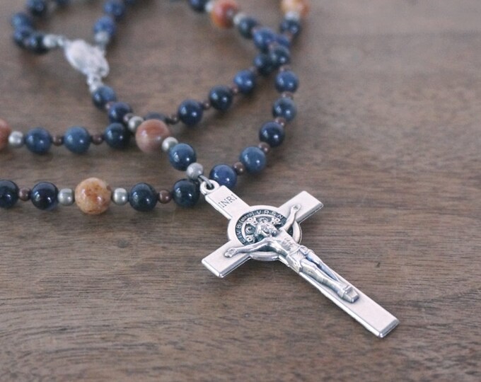 Seven Decade Rosary / Franciscan Crown / Natural Blue Gemstone ...