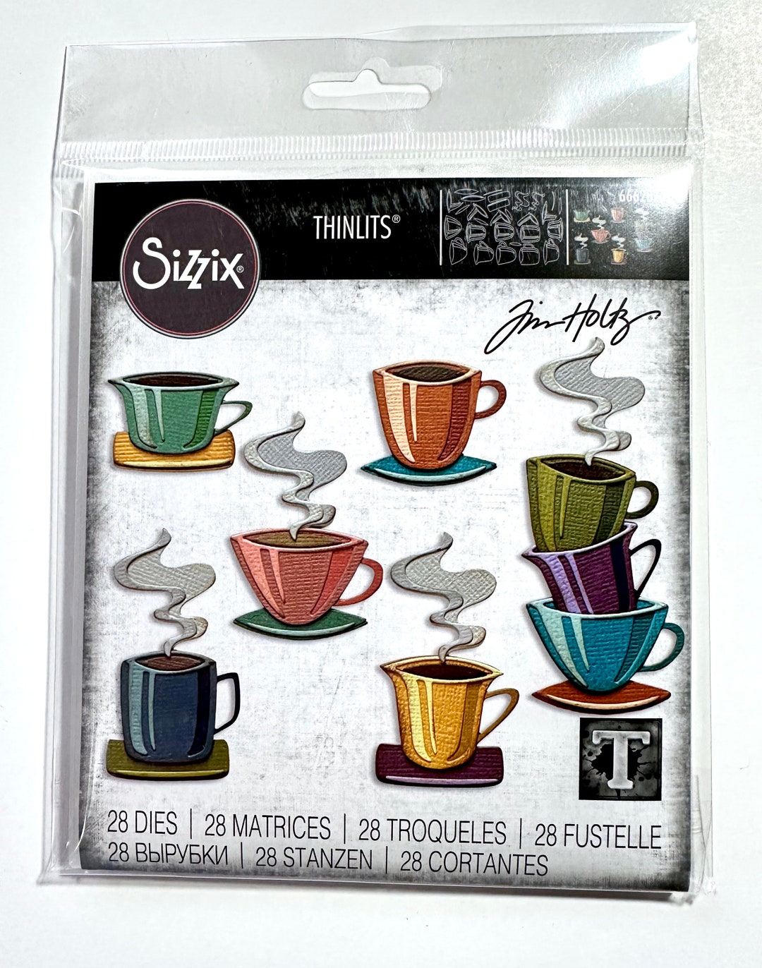 Sizzix 2022 Thinlits Tim Holtz 666287 "papercut Cafe" - 28 Dies Included, Coffee Cup Dies, Latte ...