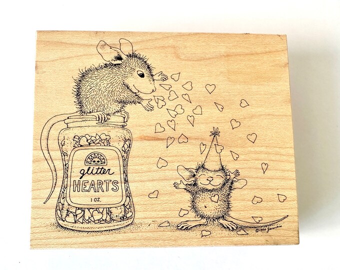 Vintage 1997 Mouse House Designs "glitter Hearts" - #87 - Stampa Rosa ...