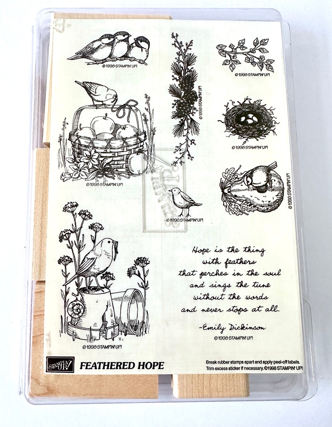 Vintage Retired New Old Stock 1998 Stampin' up feathered Hope Mounted ...