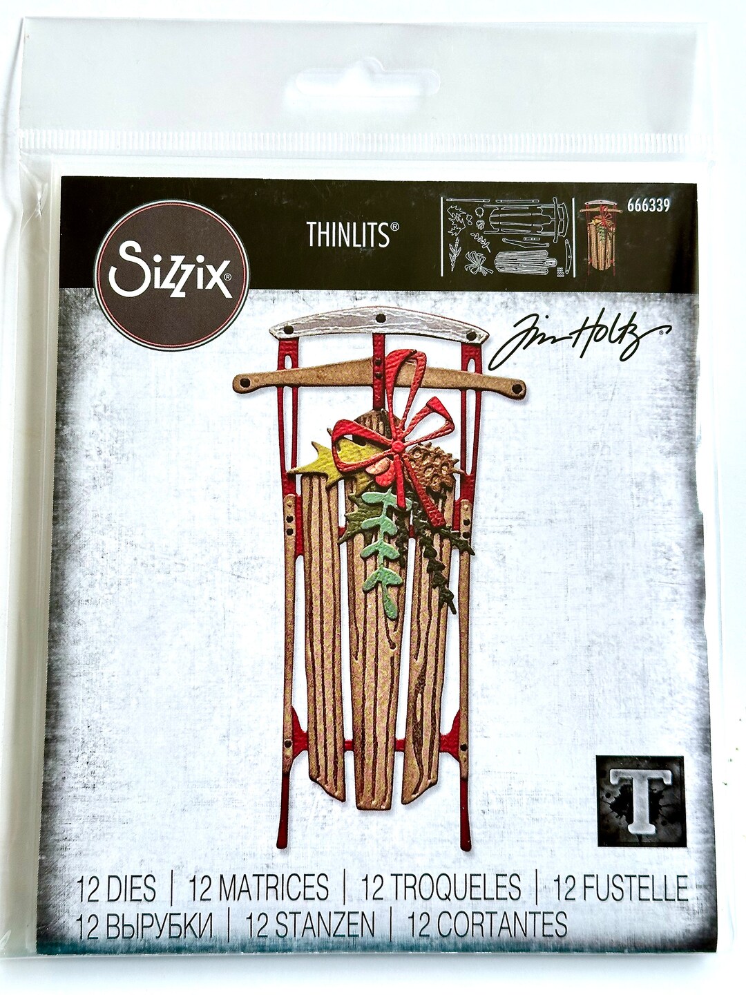 Sizzix Tim Holtz "vintage Sled - 666339" Thinlits Die Set - 12 Dies Included, Christmas Die ...