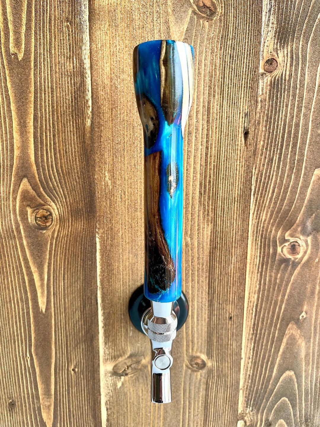 Hand-turned blue Lagoon Lake Michigan Driftwood & Resin - Etsy