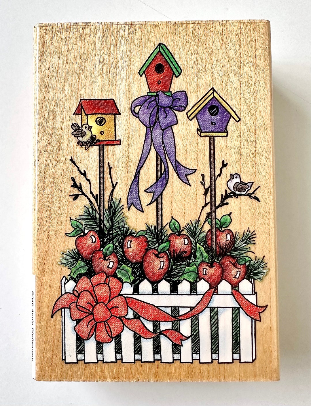 Vintage Gently-owned 1998 Stampendous "apple Birdhouse -P 046" Mounted ...