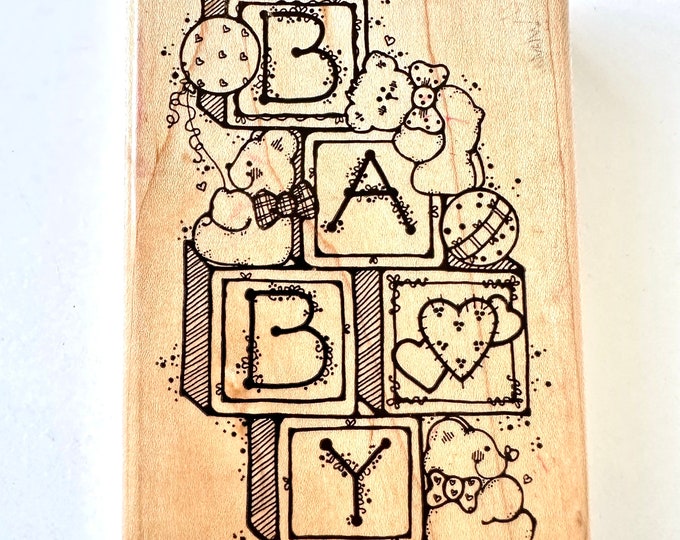 Vintage Dots Gently-used "baby Blocks-u121" Mounted Wooden Rubber Stamp ...